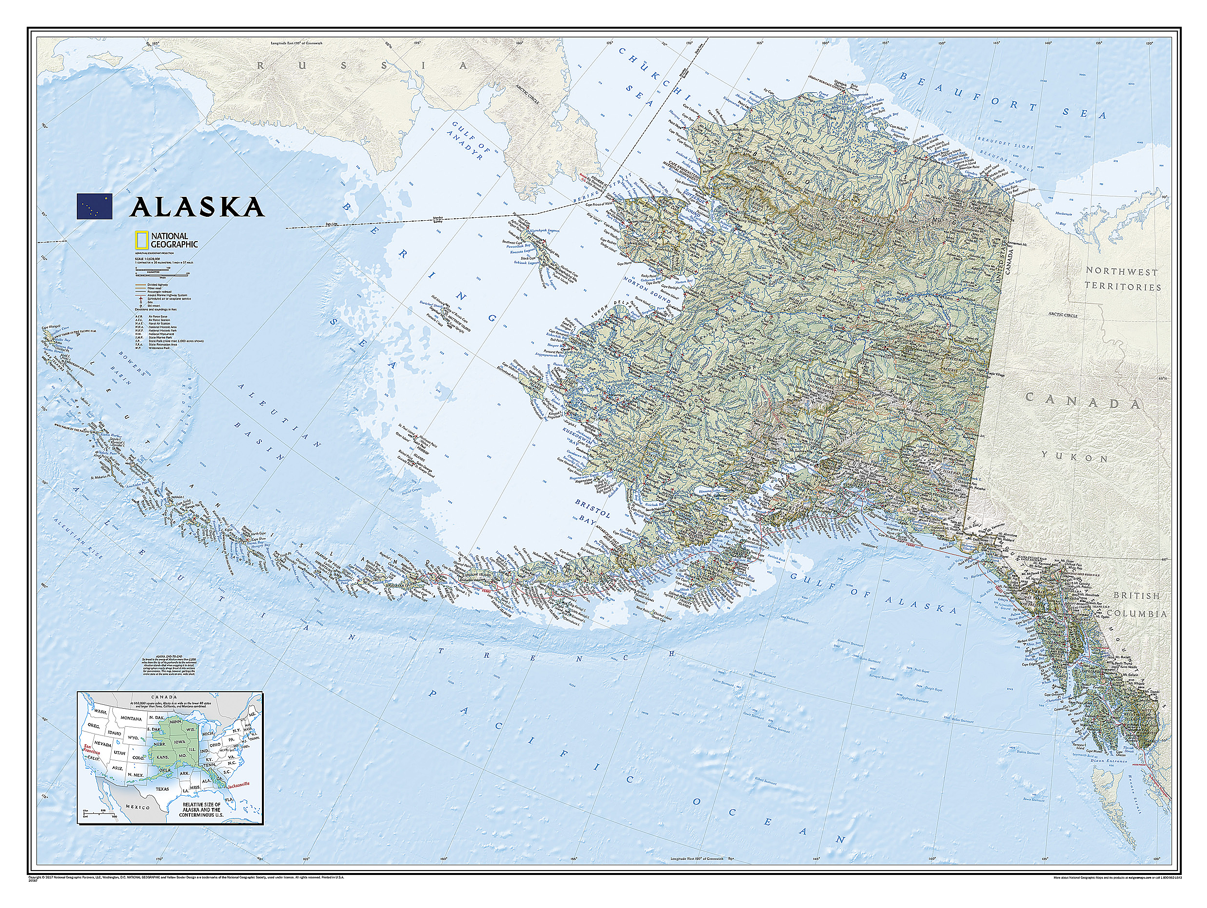 National Geographic Alaska Laminated Wall Map | Cabela's